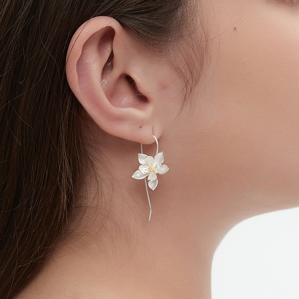 LOTUS DROP EARRINGS - S925 SILVER (PAIR) – Ashlen