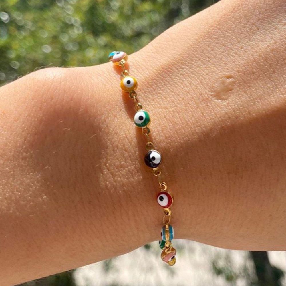 MULTICOLOR EVIL EYE BRACELET (ADJUSTABLE) – Ashlen