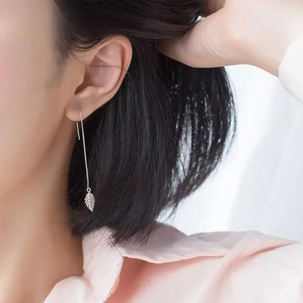 LEAF TASSEL THREADER EARRINGS (PAIR) – Ashlen