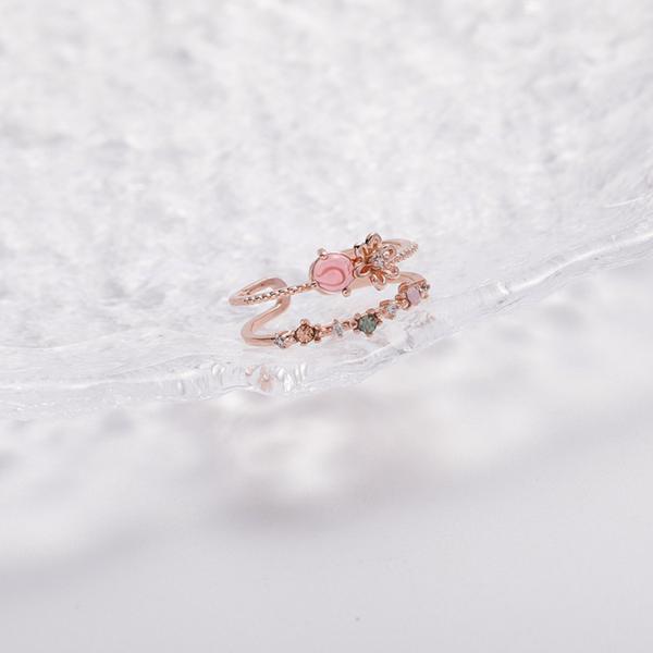 ROSE QUARTZ FLOWER RING (ADJUSTABLE) – Ashlen
